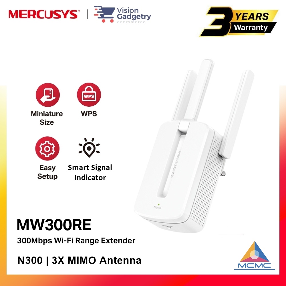 Mercusys MW300RE 300Mbps Wi-Fi Range Extender Repeater N300 MiMO ...