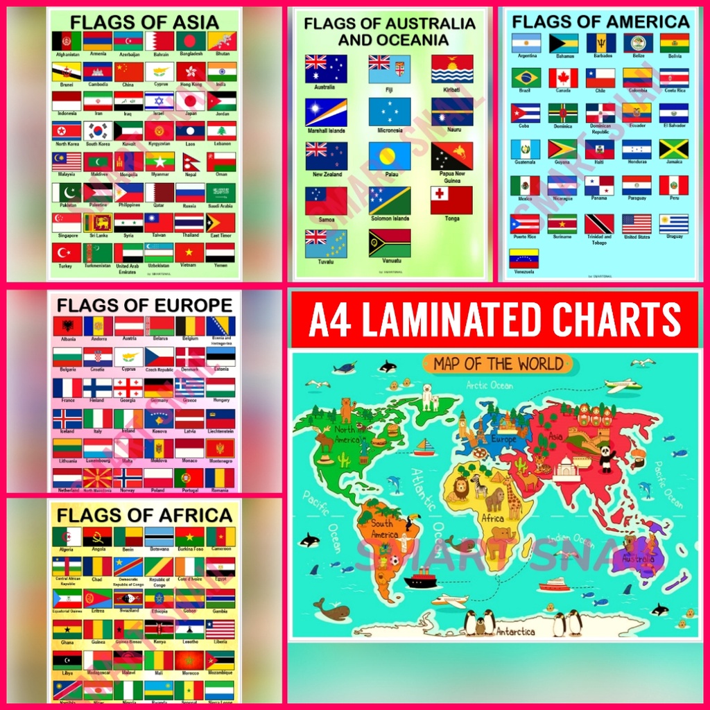 FLAGS WALL CHARTS-A4 SIZE LAMINATED | Shopee Singapore