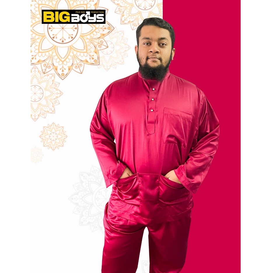 PLUS SIZE BAJU MELAYU | SAIZ BESAR | MAROON BMME-2 | SIZE [2XL-9XL] | BODY 50-78 INCHES | RAYA ...