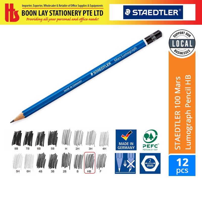 STAEDTLER 100 Mars Lumograph Pencil HB (12pcs per box) | Shopee Singapore