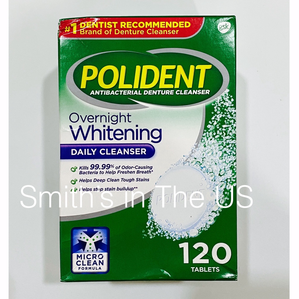 Polident Effervescent Tablets For Cleaning Dentures Whitening Whiter ...