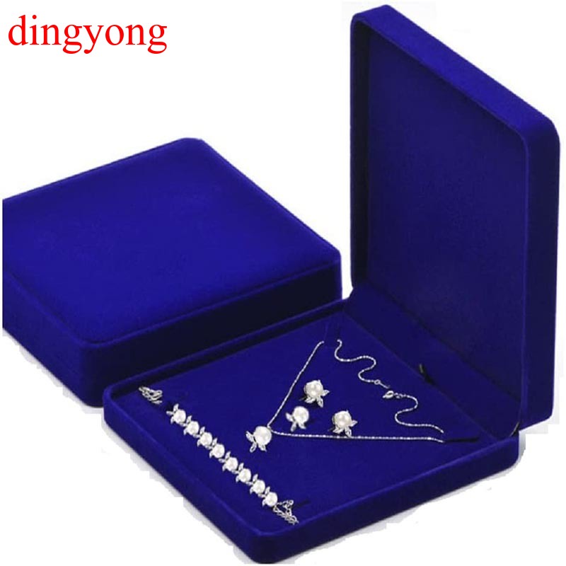Large Velvet Jewelry Set Box Big Necklace and Ring Earring Pendant Gift ...