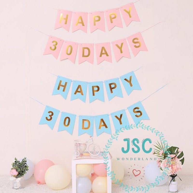 Happy 30 Days Banner Blue Color Banner Pink Color Banner For Baby Full ...