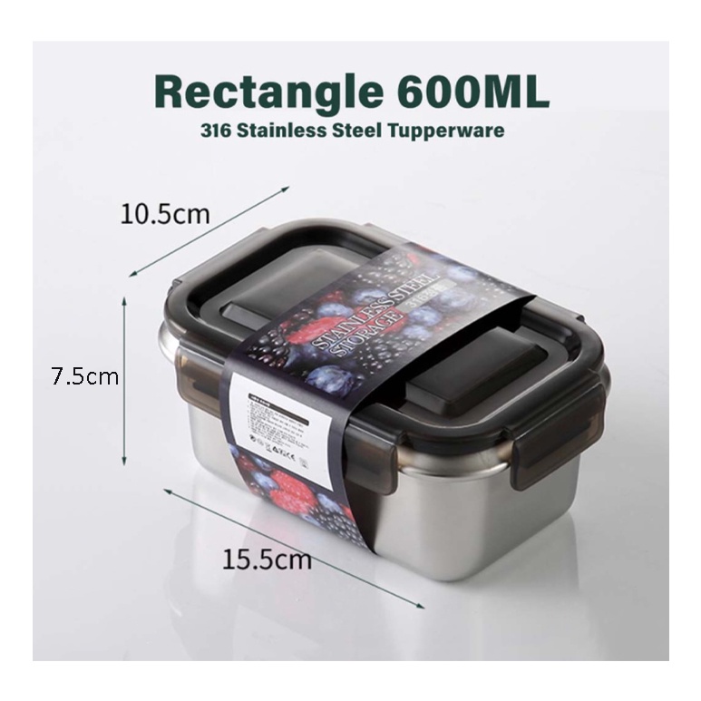 Tupperware 316 Stainless Steel Food Container Lunch Box Food Storage ...