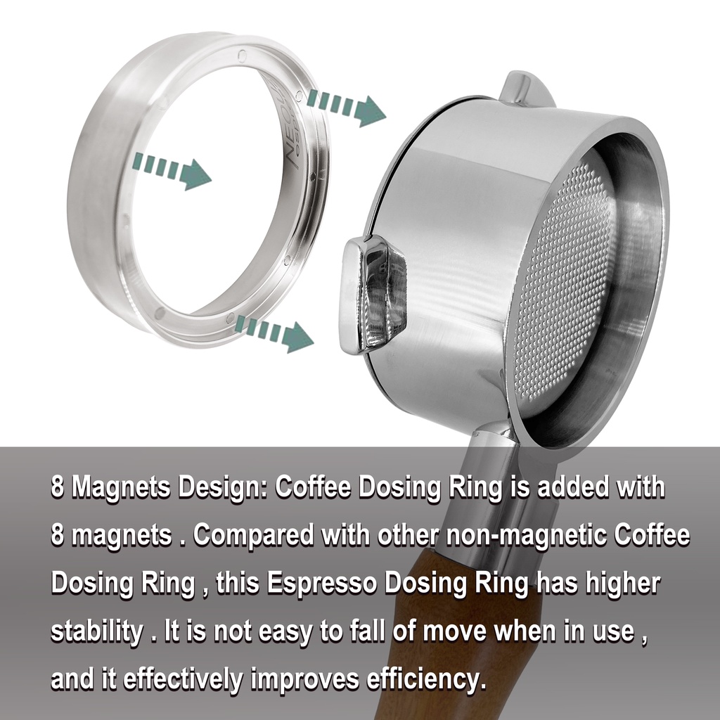 NEOUZA 51mm 53mm 58mm Coffee Espresso Dosing Funnel Ring Catcher with ...