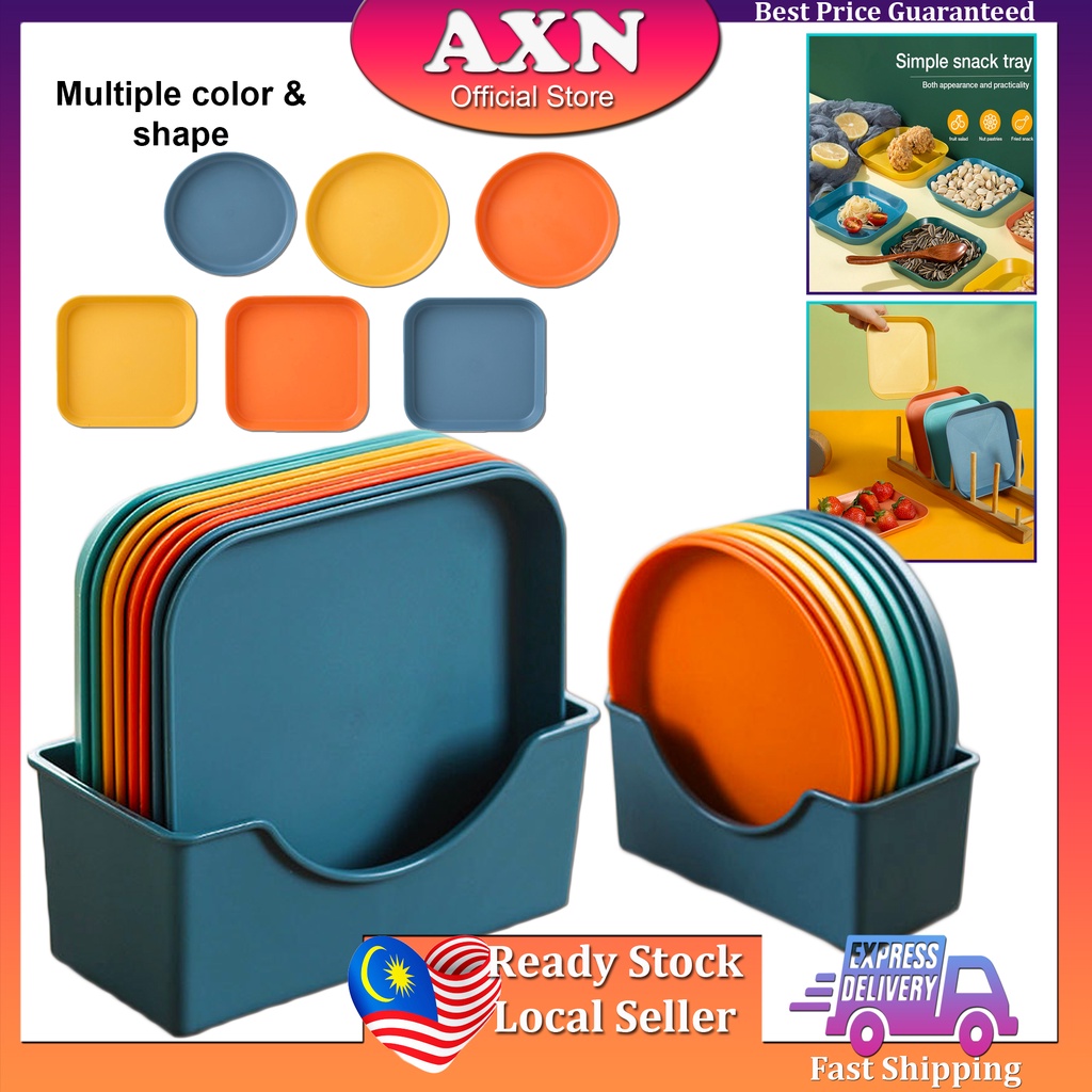 [Shopee Choice] 5+1 set Dining Plate Tray Colorful Pinggan Cantik Warna ...