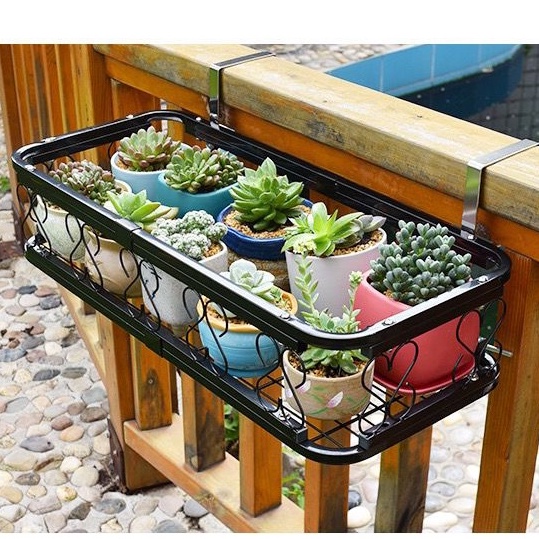 [SG SELLER]Adjustable Hanging Rack Balcony Railing Flower Rack ...