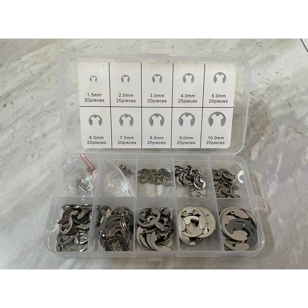 Emincomme 200pcs Stainless Steel E-Clip E-Ring Retaining Ring ...