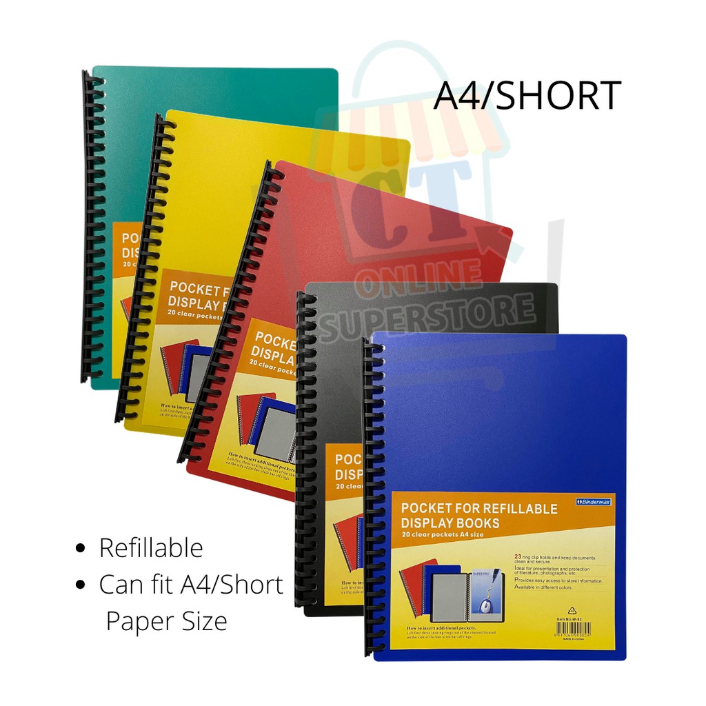 Bindermax Clearbook REFILLABLE Display Books 20 Clear Pocket A4 Size ...