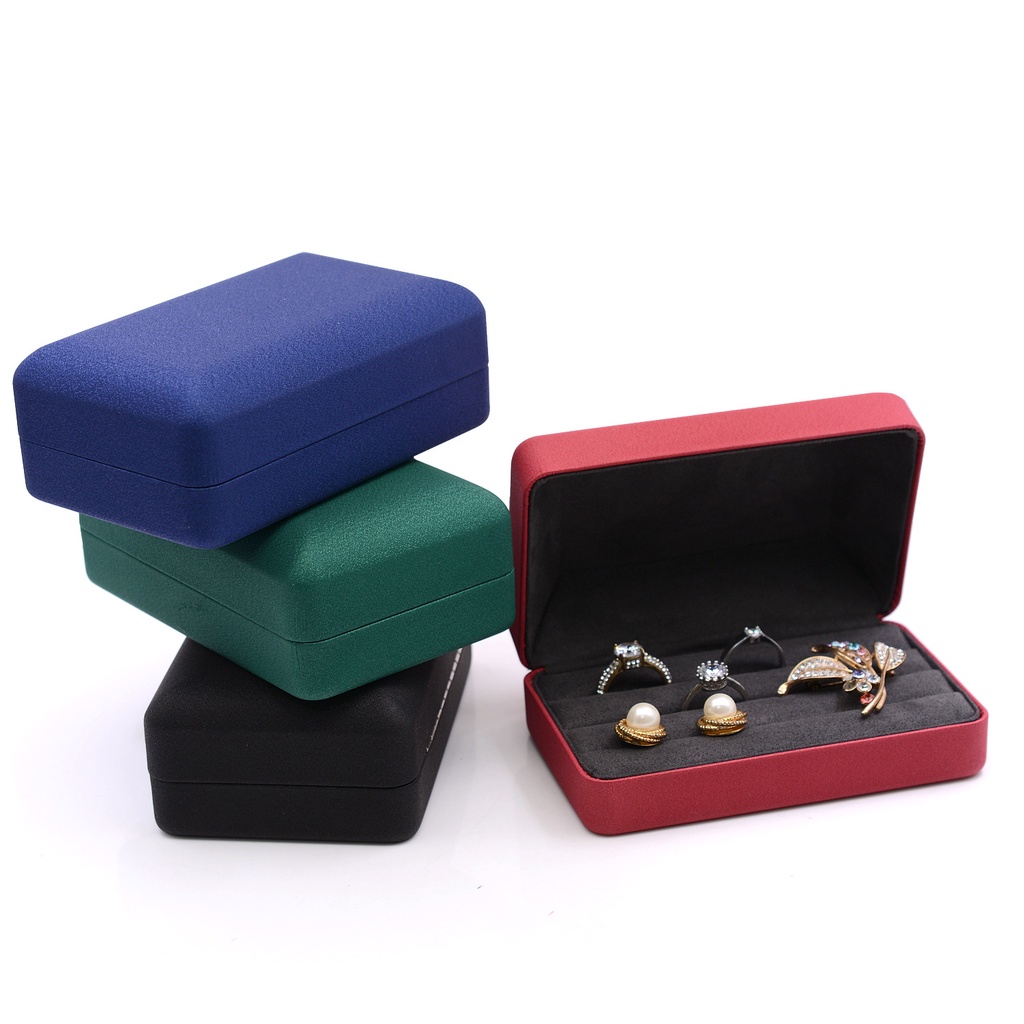 High-end Ring Storage Box Ear Stud Jewelry Box Pu Leather Solid Color ...
