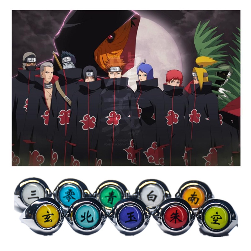 Anime Cosplay Ring Set Akatsuki Itachi Ring For Women Men Metal Finger ...