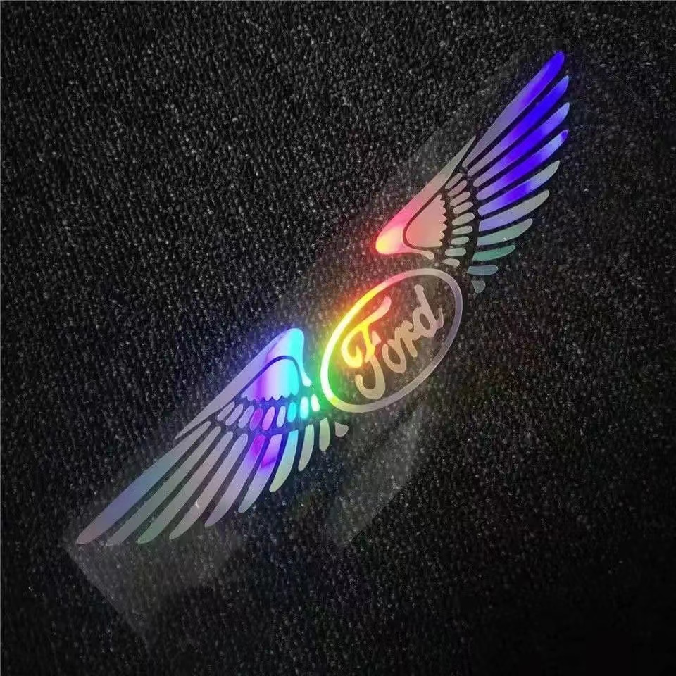 Multicolored Laser Angel Wing Reflective Car Stickers 25CM 50CM Car ...