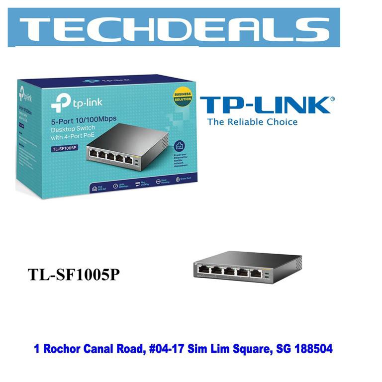 TP-Link TL-SF1005P 5-Port 10/100Mbps Desktop Switch with 4-Port PoE ...