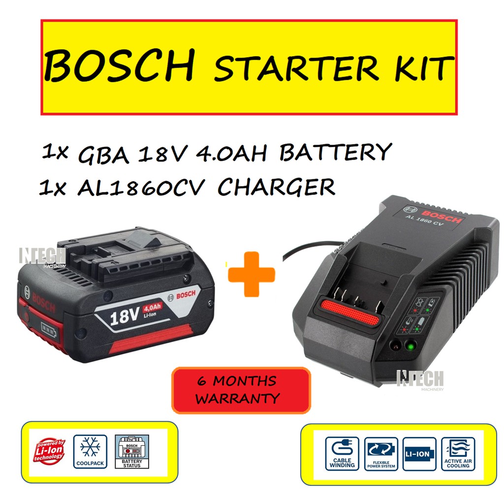 BOSCH 18V STARTER KIT C/W GAL1860CV CHARGER + 18V 4.0AH BATTERY ...