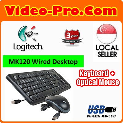 Logitech MK120 Wired Desktop Combo USB Keyboard + USB Optical Mouse ...