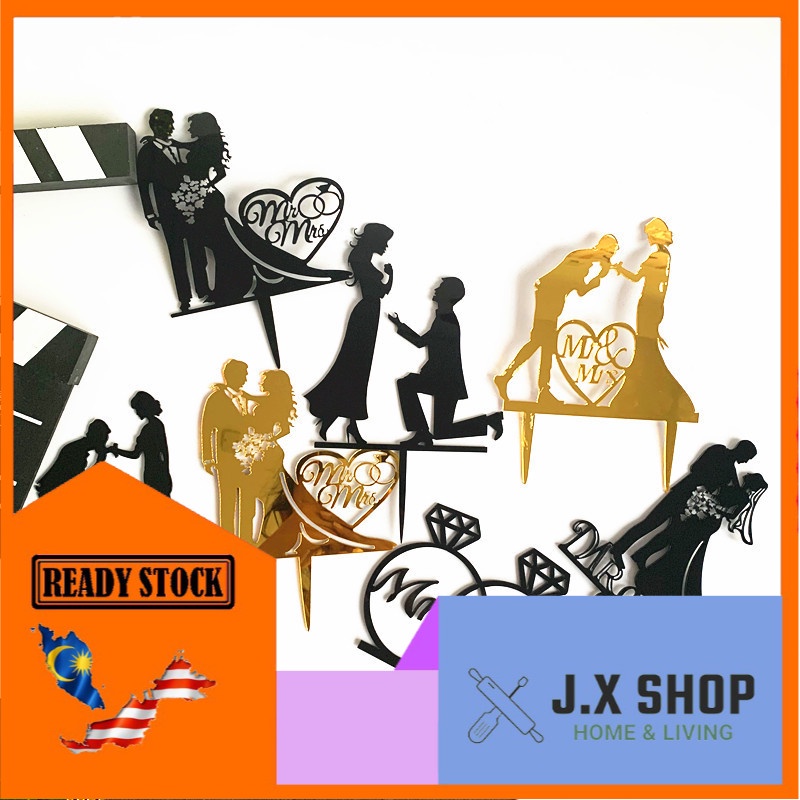 Black Gold Love Proposal Engagement Anniversary Wedding Acrylic Cake ...