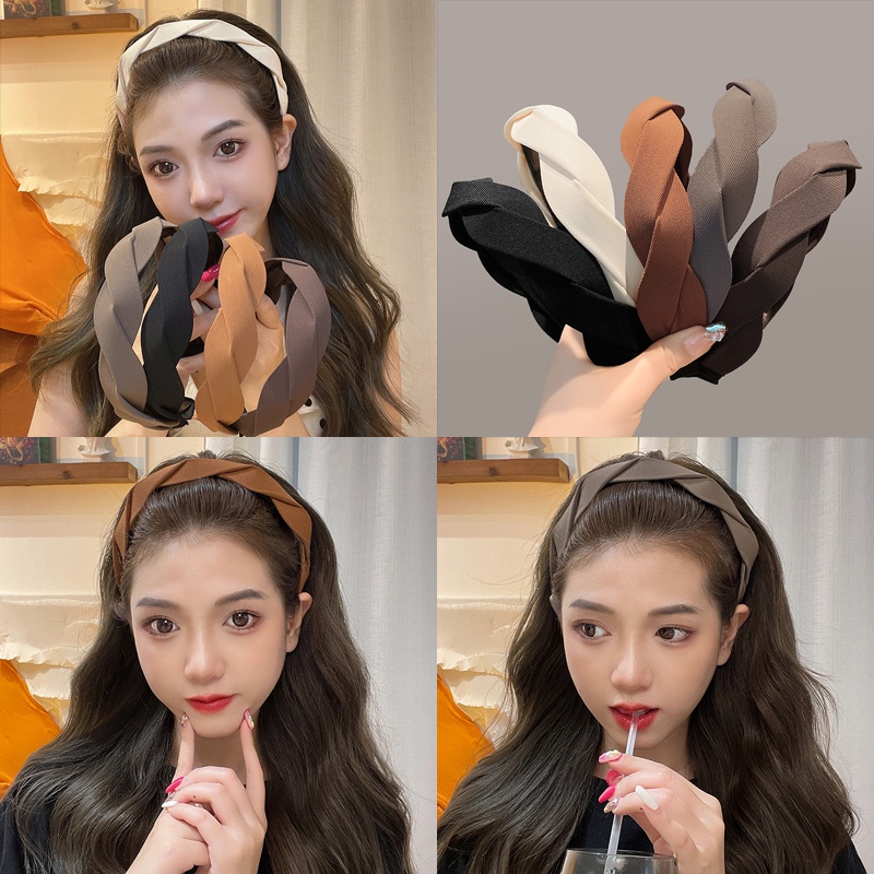 Elegant Women Girls Weave Sponge Headband Korean Hair Band | Shopee ...