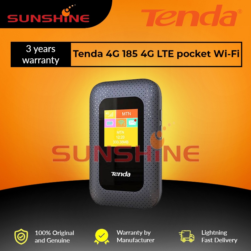 TENDA 4G185 4G LTE PORTABLE WIRELESS WIFI MODEM ROUTER MIFI DIRECT SIMCARD (BLACK) | Shopee ...