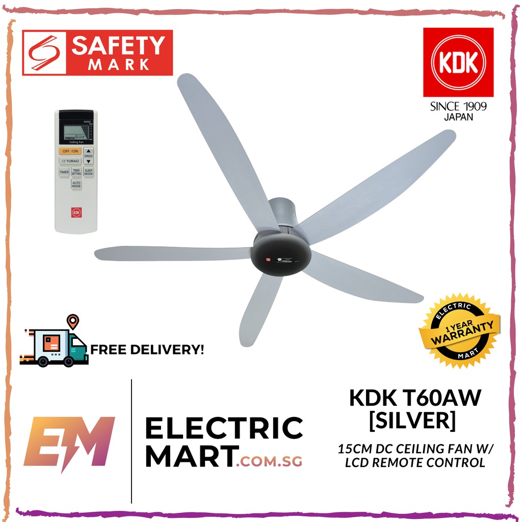 KDK T60AW 15cm 60 inch DC Motor Ceiling Fan with LCD Remote Control ...