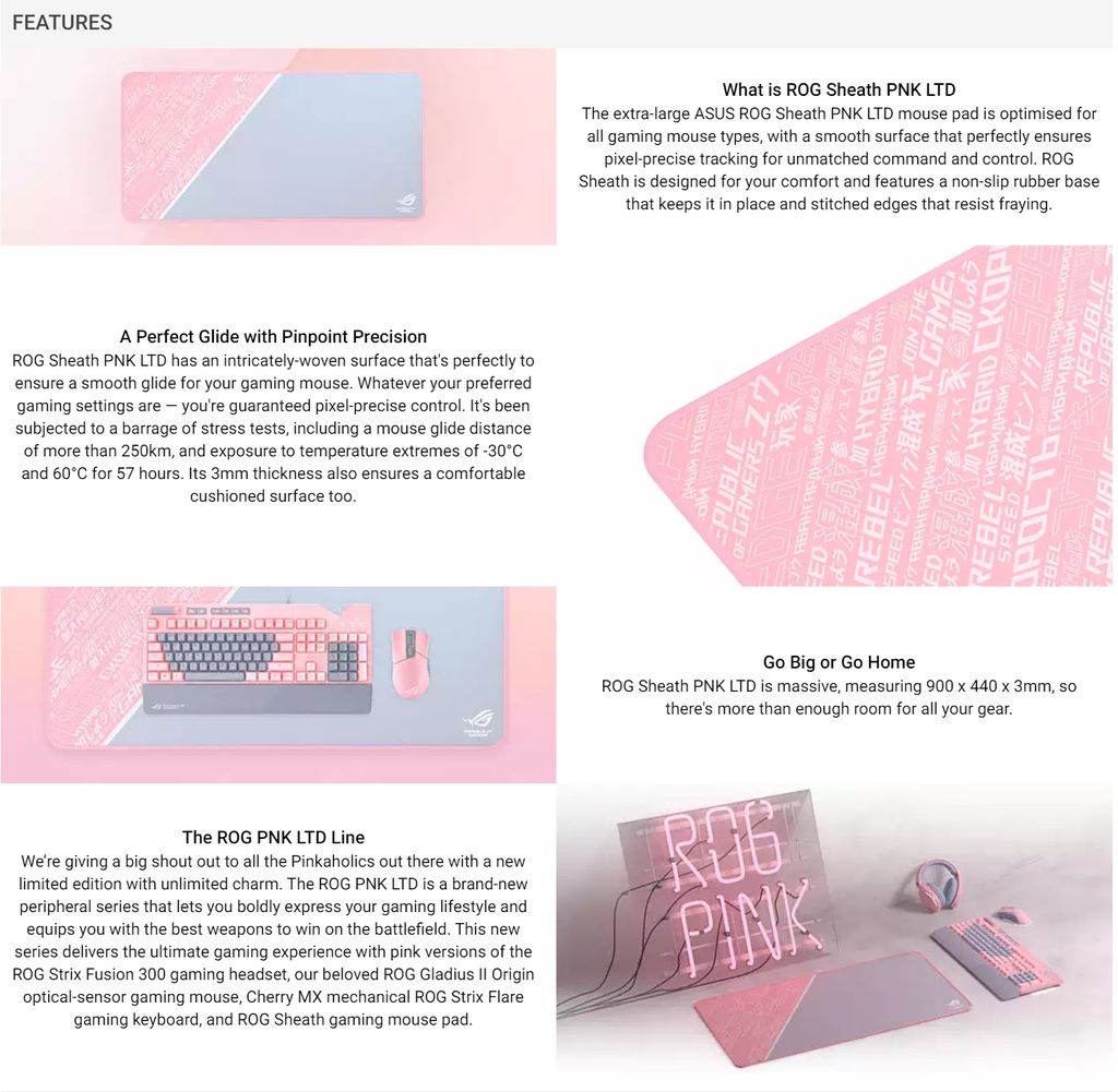 DYNACORE - ASUS Rog Sheath PNK Ltd Mouse Pad Smooth Surface Nonslip ...