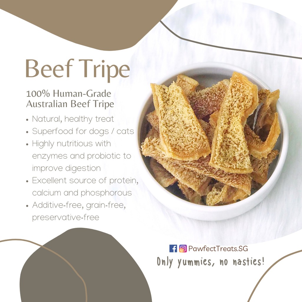 Dehydrated Air Dried Beef Tripe Treats (Dog Treats, Pets) | Shopee ...