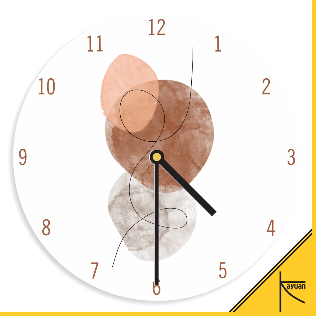 KAYU Brush Stroke Wooden Wall Clock Cute Minimalist Shabby Chic Home ...