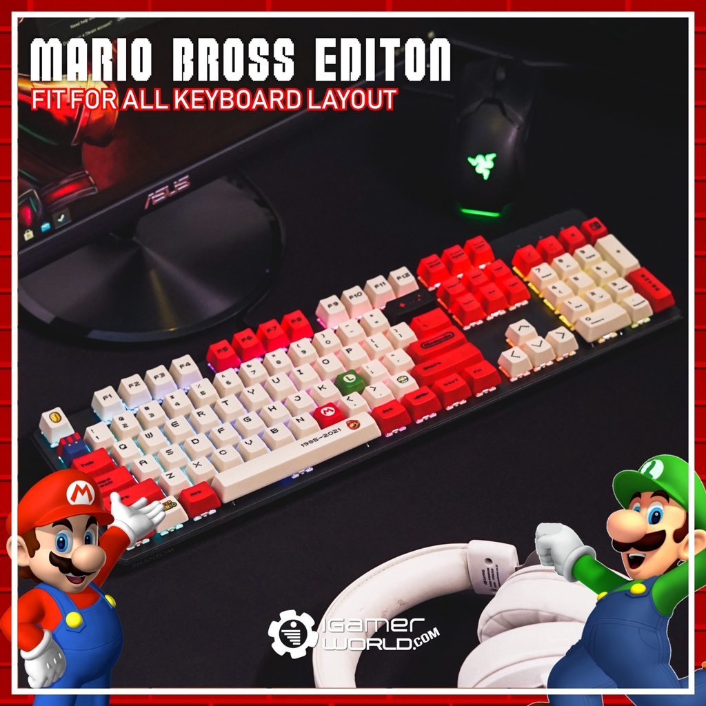 Keycaps Super Mario Bros PBT Dyesub for Mechanical Gaming Keyboard ...