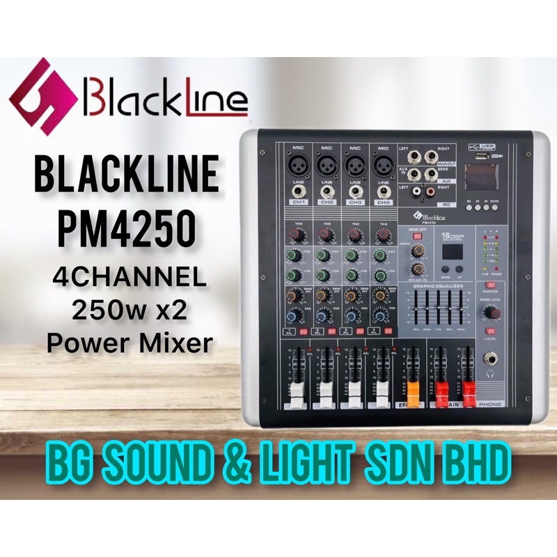 BLACKLINE & EZITECH PM4250 4CHANNEL 250w x2 POWER MIXER ( PM-4250 / PM ...