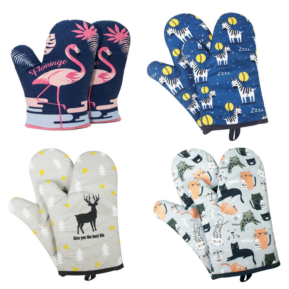 1 Pair Cooking Microwave Oven Mitt Insulated Non-slip High Temperature ...