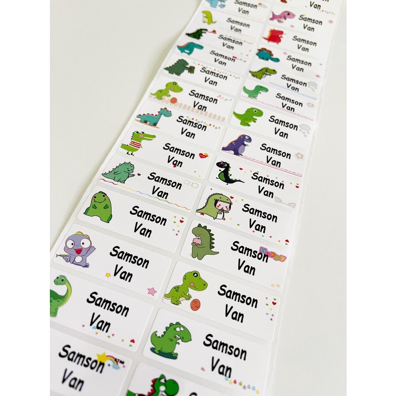 Cute Dinosaur Waterproof Sticker Name Label, Personalised Sticker Name ...