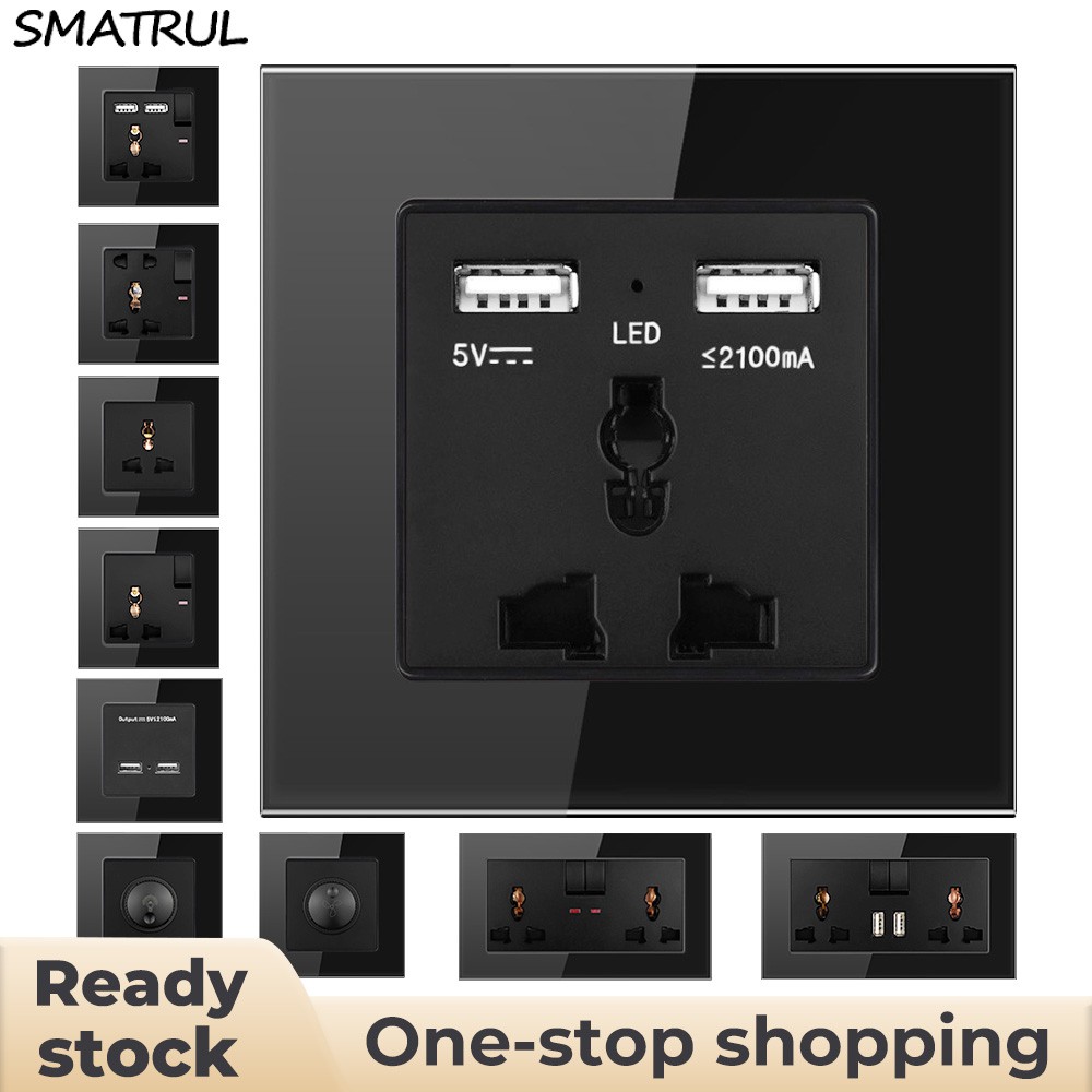 SMATRUL 13A UK Power Socket Wall Electrical Plug Socket Light Switch ...