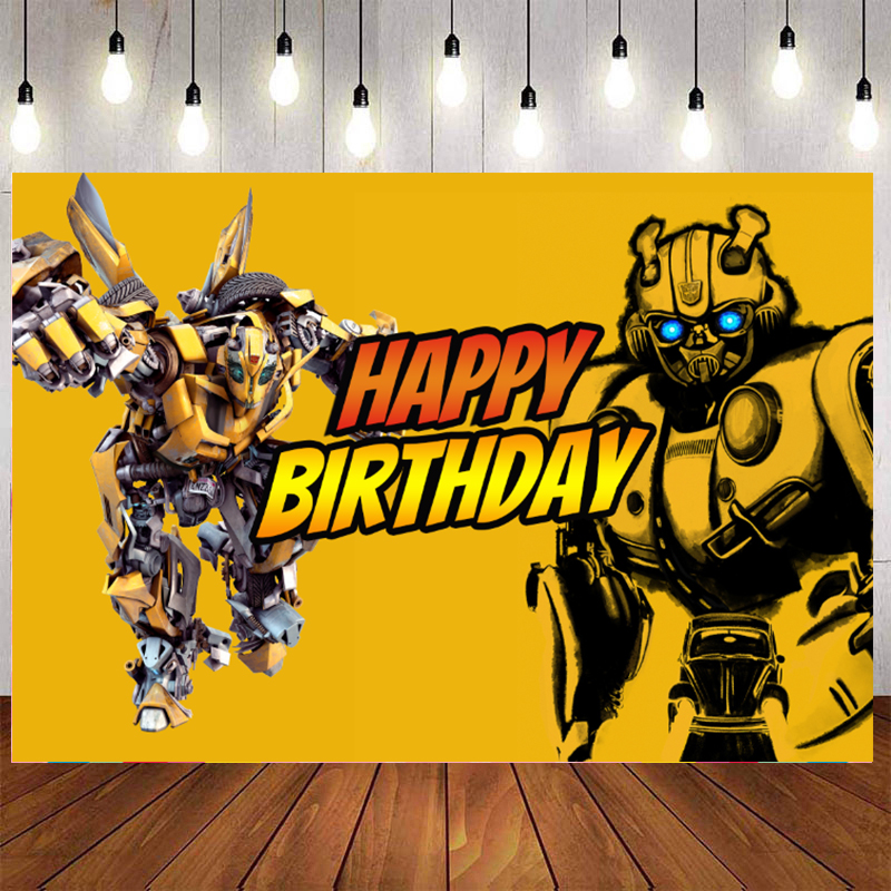 Transformers Cars Bumblebee Cartoon Birthday Backdrop Yellows Car ...