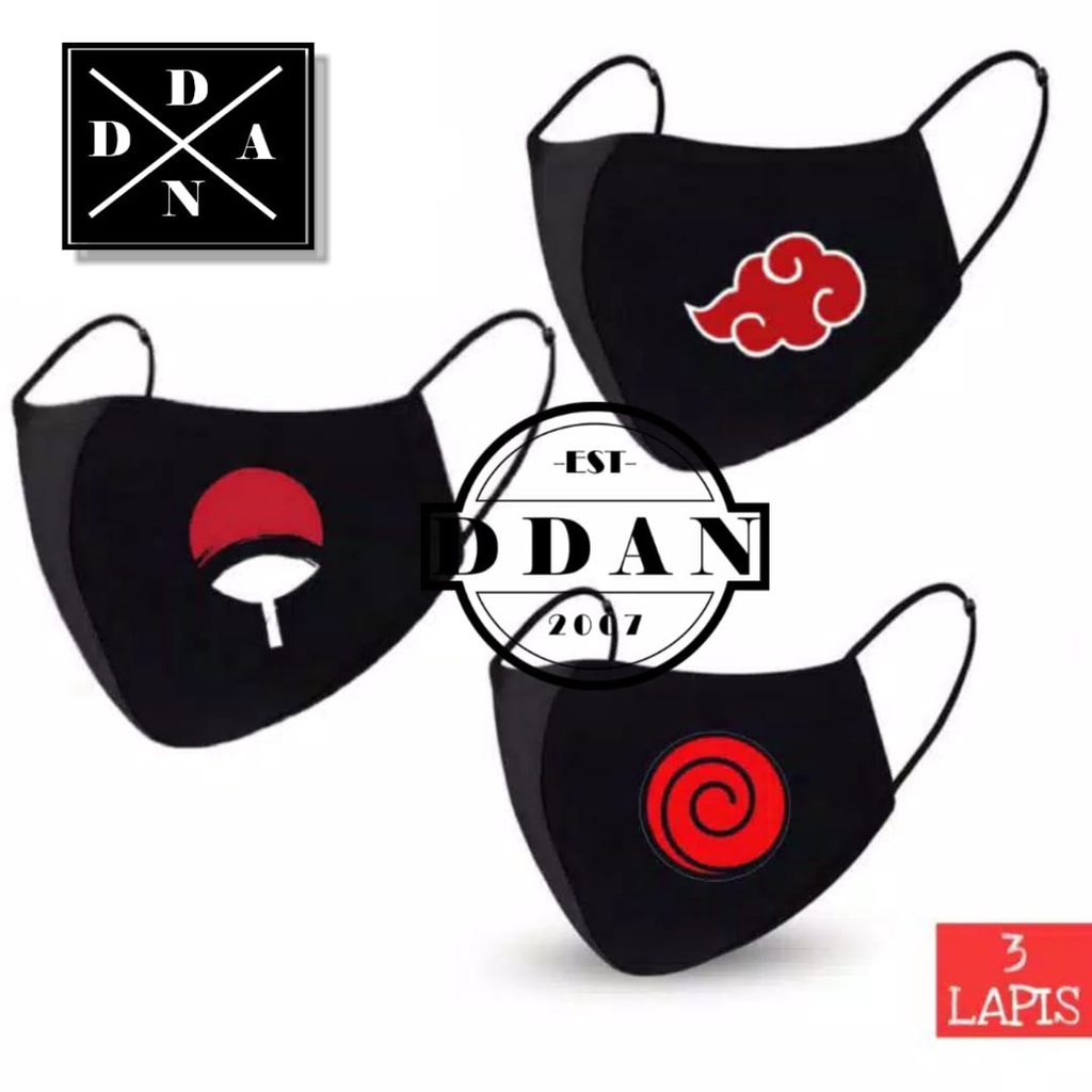 Akatsuki Masks / UZUMAKI / UCHIHA Fabric 3ply Layers Of earloop Adults ...