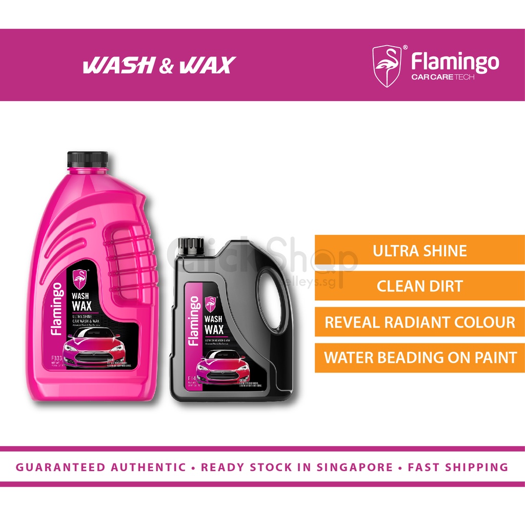 FLAMINGO WASH & WAX CAR SHAMPOO ULTRA SHINE CLEAN REMOVE DIRT DUST ...