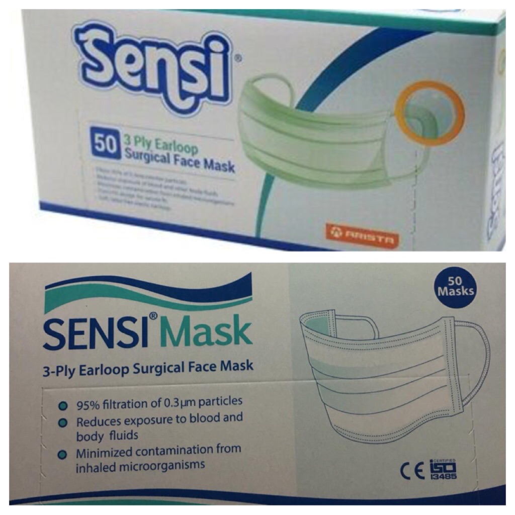 Sensi Surgical Mask, 3ply, Earloop, 50pcs per box | Shopee Singapore