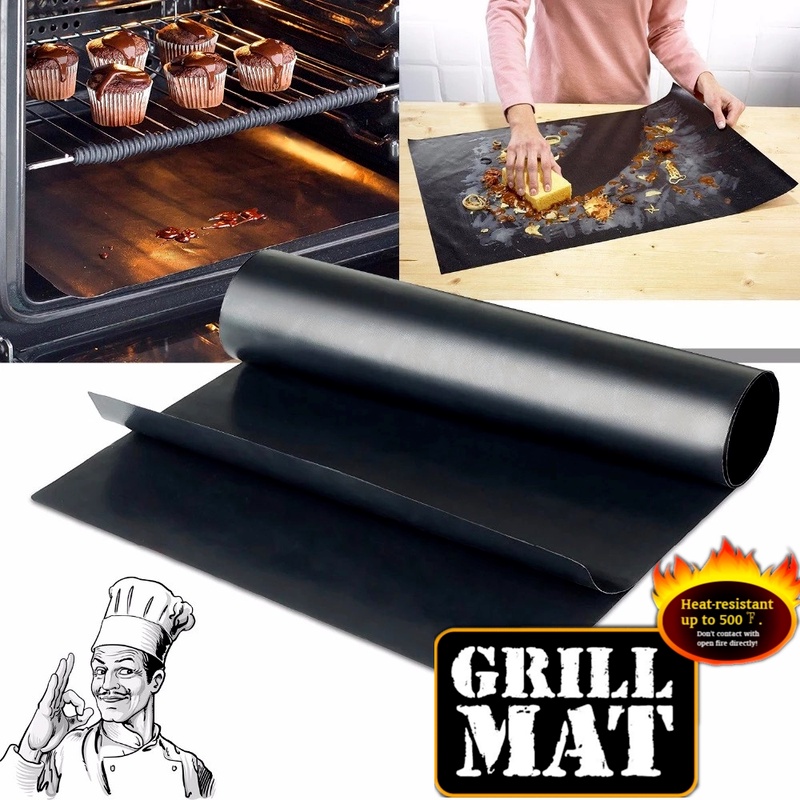 Reusable Non-stick BBQ Grill Mat/ Heat Resistance Barbecue Baking Pad ...