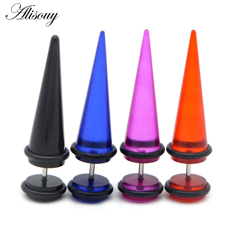 Alisouy 2PCS UV Acrylic Illusion Ear Fake Cheater Stretcher Taper Spike ...