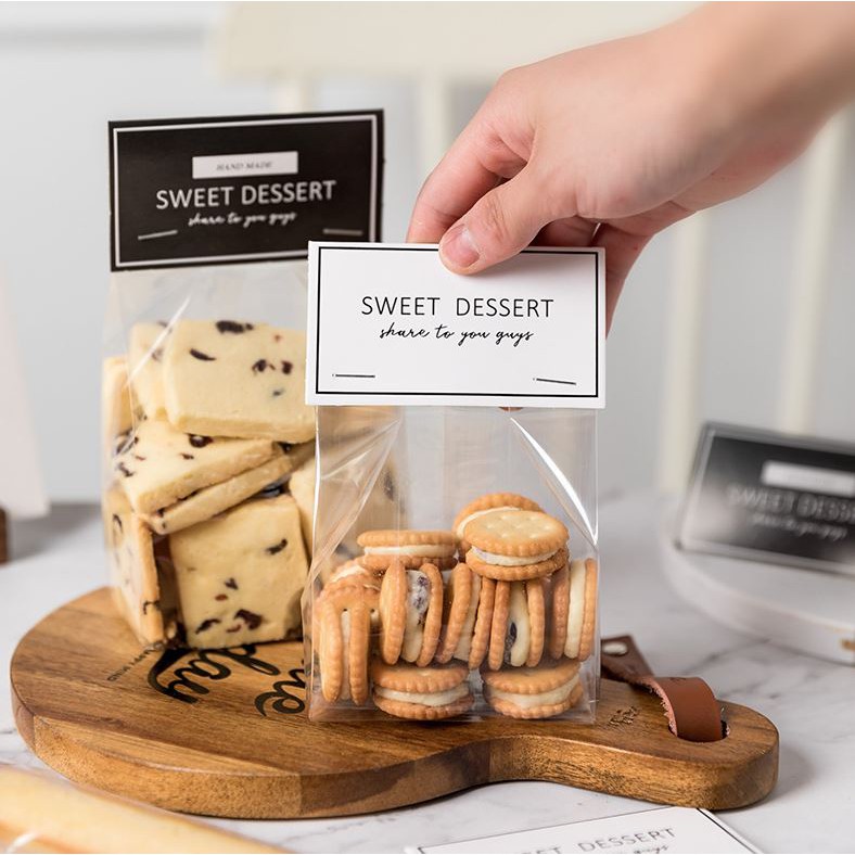 20pcs cookie bag muffin bag wrapper madeleine packaging bag black white ...