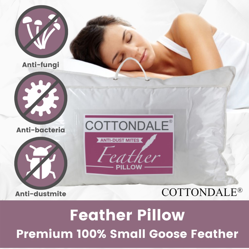 Cottondale Firm Feather Pillow | Fabric: 100% Cotton | Filling: Premium ...