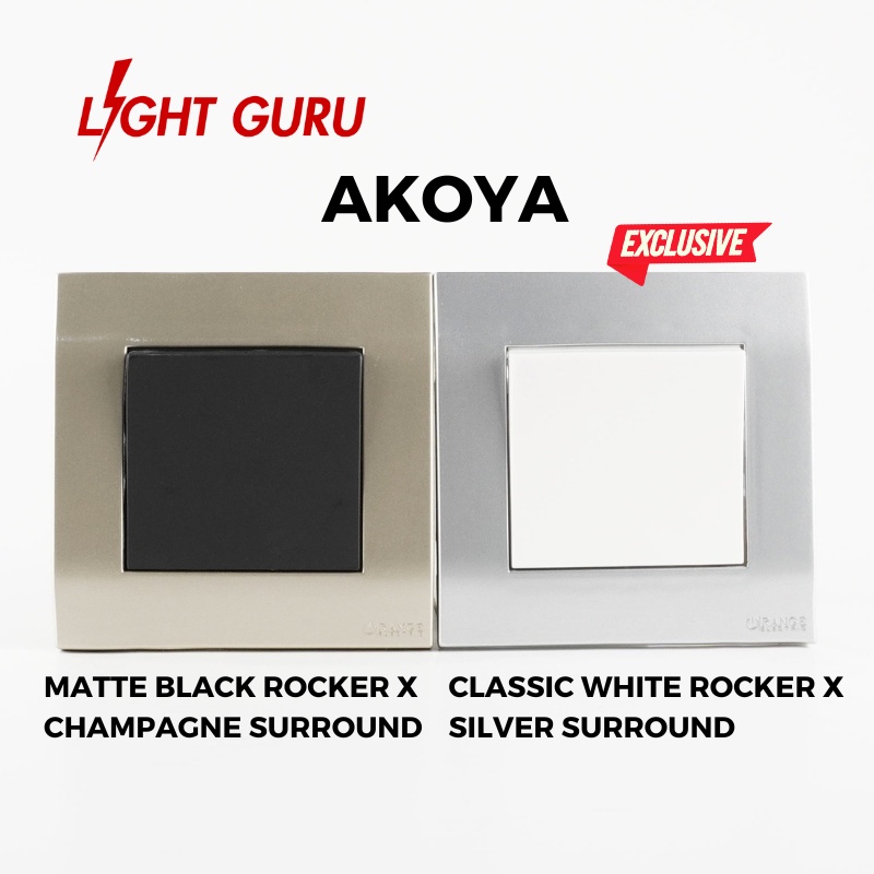 Switch and Socket Orange Electric Akoya White/Black with Color Surround ...