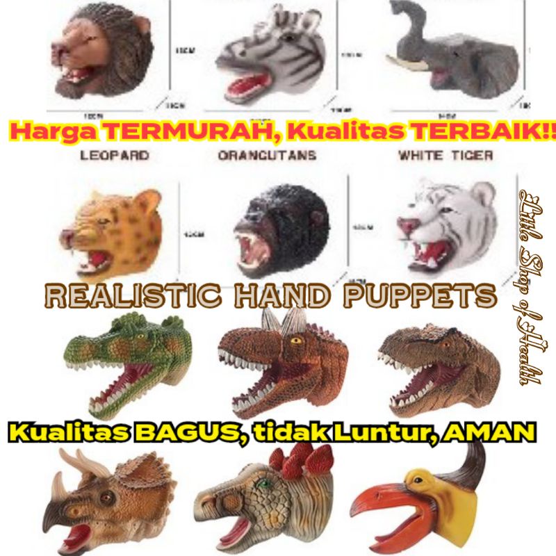 HAND PUPPET ANIMAL HEAD handpuppet ANIMAL HEAD rubber HAND PUPPET ...