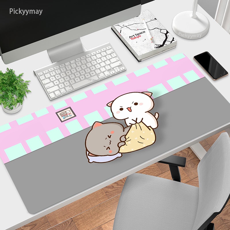 Cute Anime Mouse Pad Peach Mochi Cat Desk Mat Computer Deskmat Mousepad ...