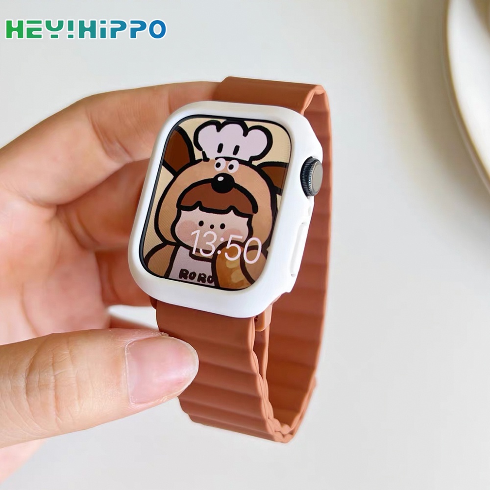 Candy Color Silicone Magnetic Strap + Protective Case For Smart Watch ...