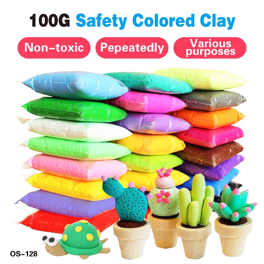 30 Colourful Light Clay (100g) || Non-toxic Super Air-dry Plasticine ...