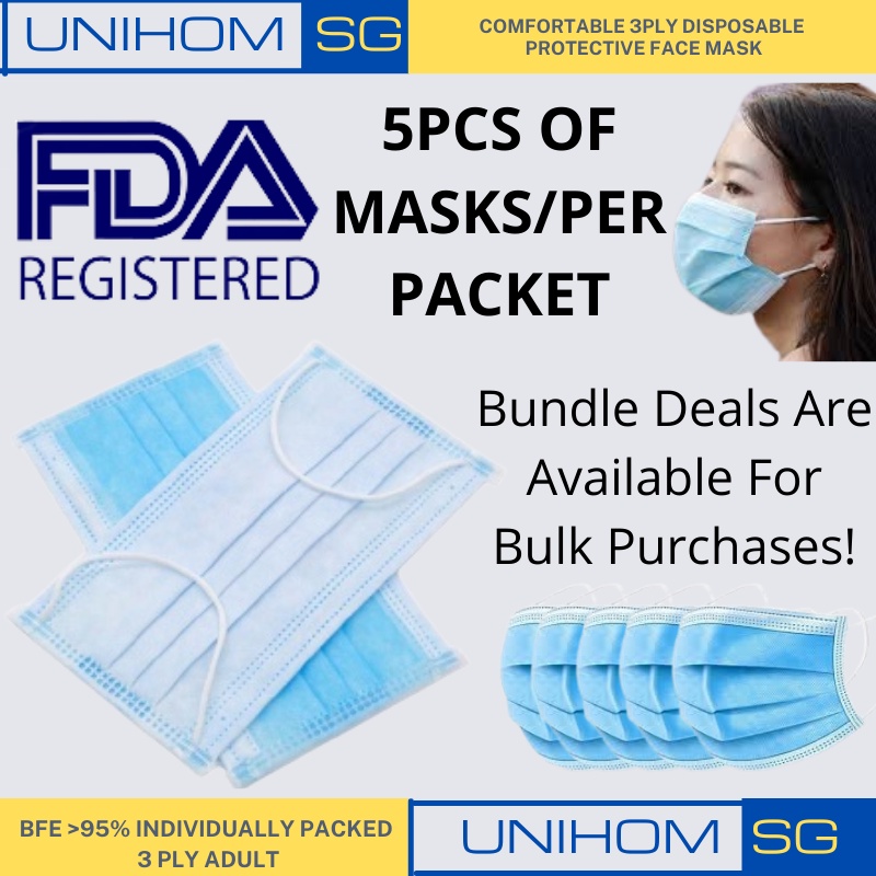 UnihomSG [ReadyStock] Comfortable 3PLY Disposable Protective Face Mask ...