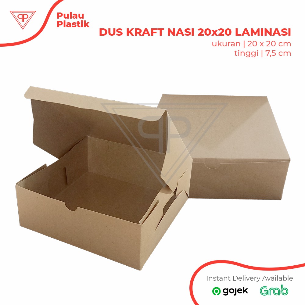 Rice Box 20x20x7,5 LAMINATED / Brown Kraft Box / Take Away Lunch Box ...