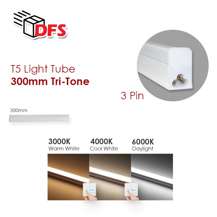 [BUY 5 FREE 1] DFS LED LIGHT LED Tube T5 LED Tube TRI-TONE [300mm/600mm ...