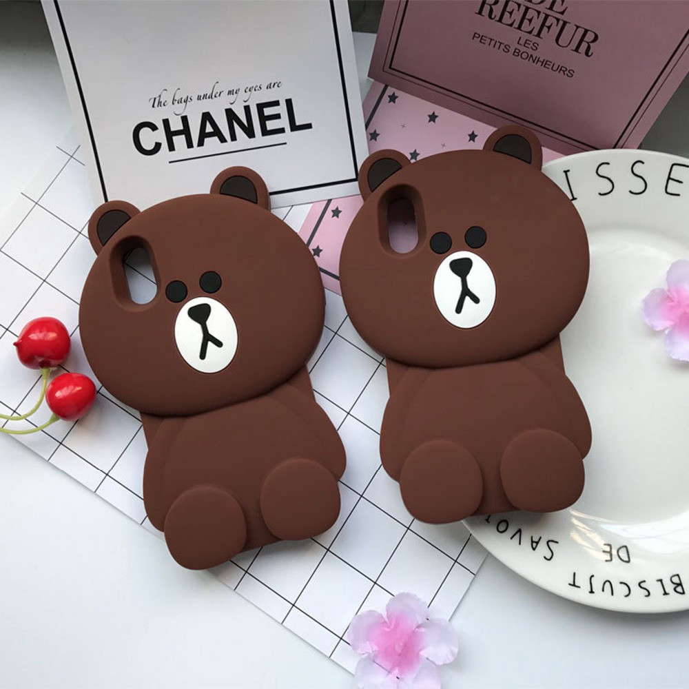 3D Brown Teddy Bear Coque Soft Silicon Gel Rubber Phone Case For iPhone ...