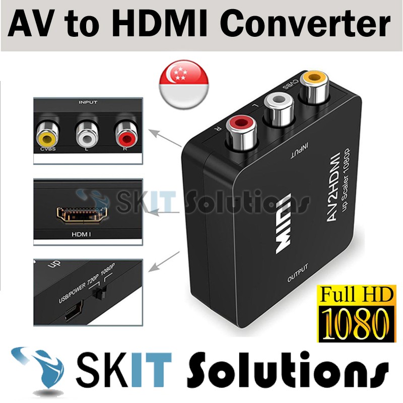 ★RCA AV to HDMI Converter Adapter Mini AV2HDMI Audio Video For TV PS3 ...