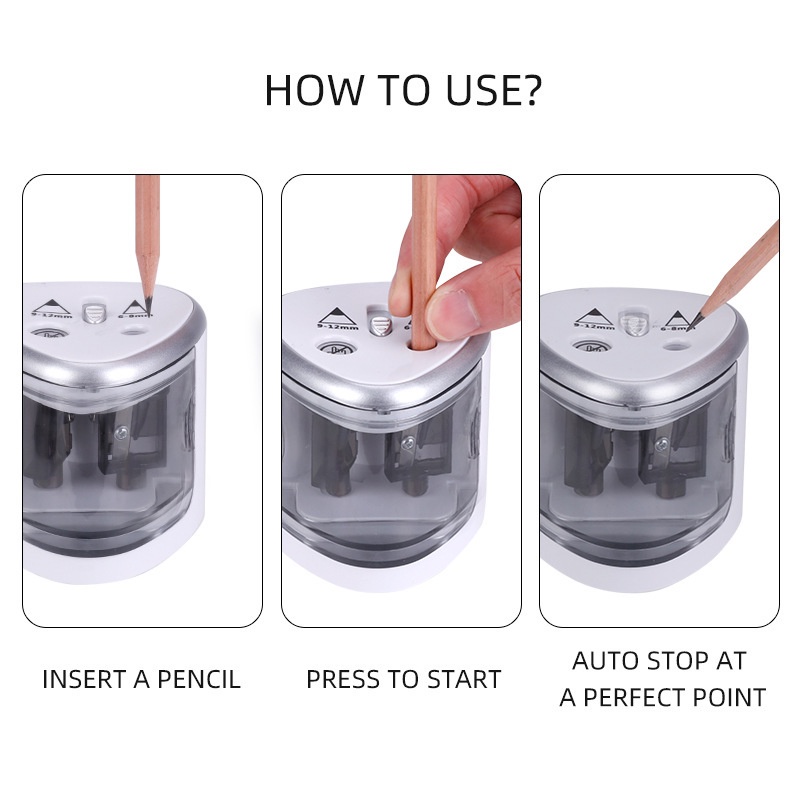 Electric Pencil Sharpener for Colored Pencils, Battery Operated Pencil ...